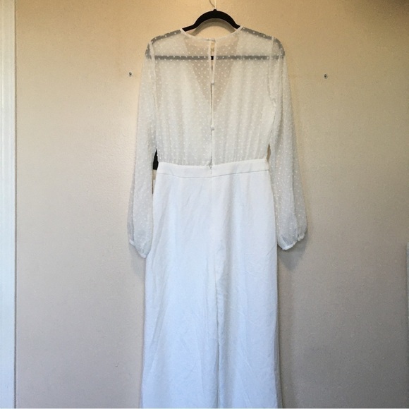 Lulus | Pants & Jumpsuits | Lulus Jumpsuit Clareese White Swiss Dot ...